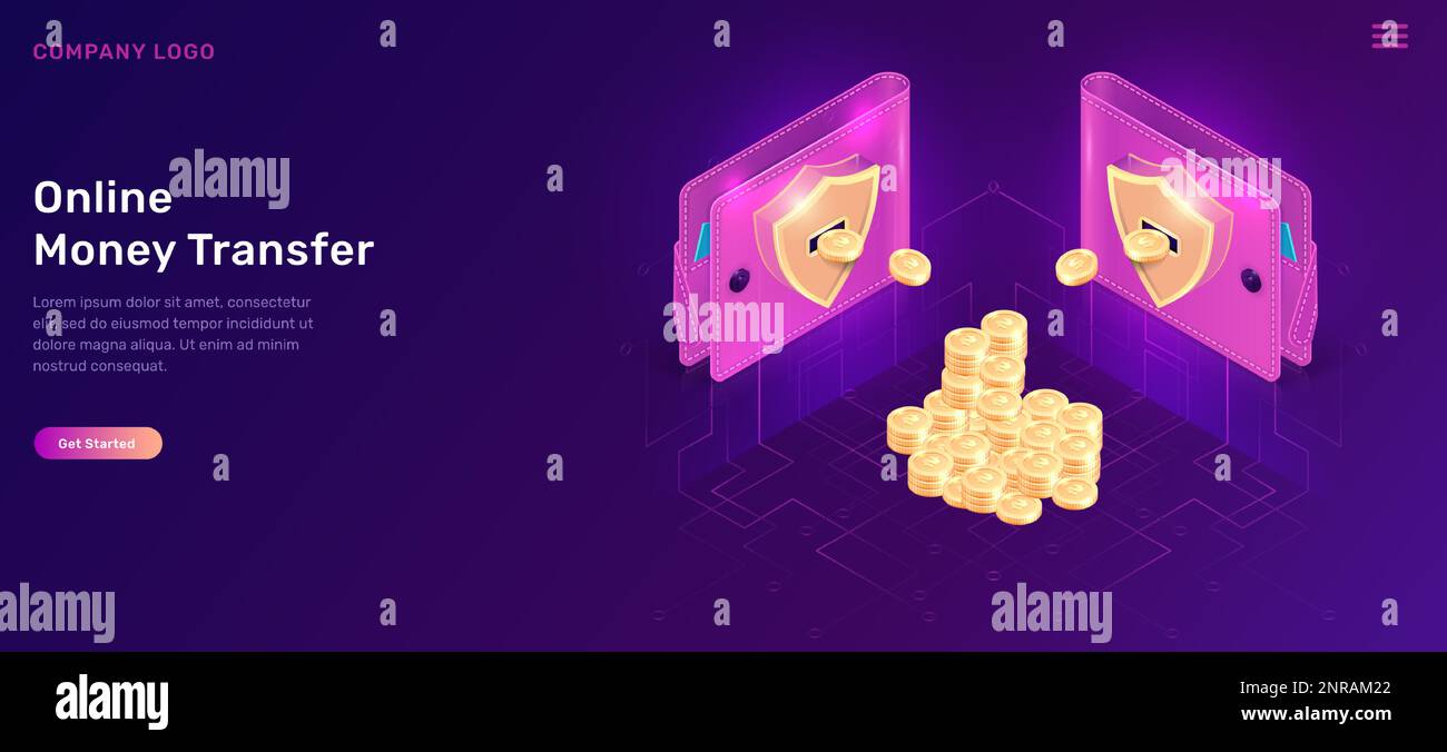 Online money transfer isometric concept vector illustration. Two ...