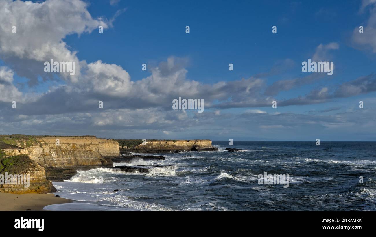 Santa Cruz coast line with cliffs and rocks and waves Stock Photo - Alamy