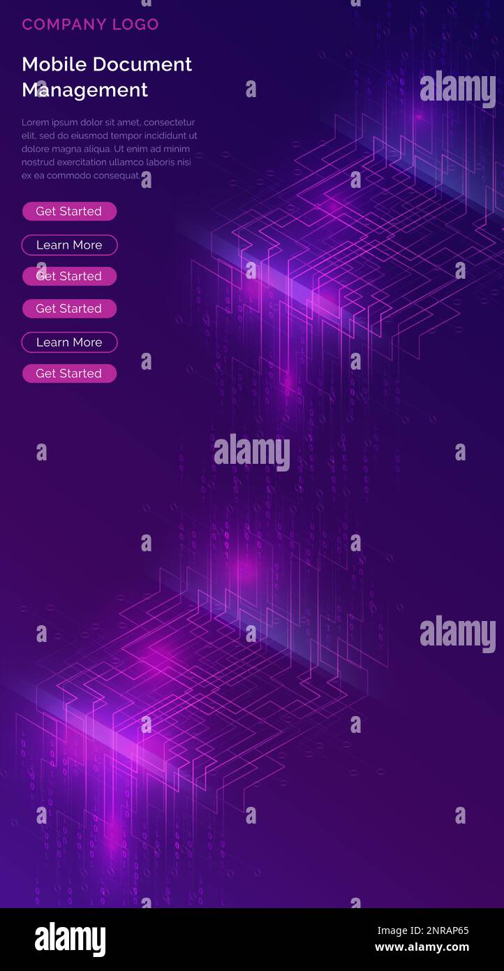 Big data waterfall or cascade, digital binary code data flow analysis visualization, isometric ...