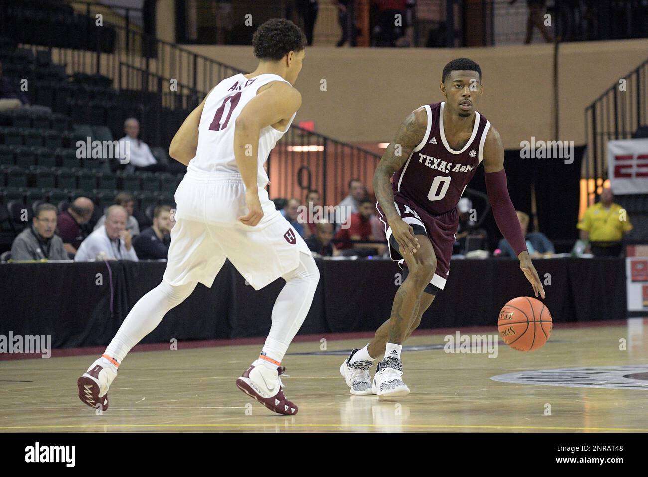 Texas A&M guard Jay Jay Chandler (0) sets up a play in front of Harvard ...