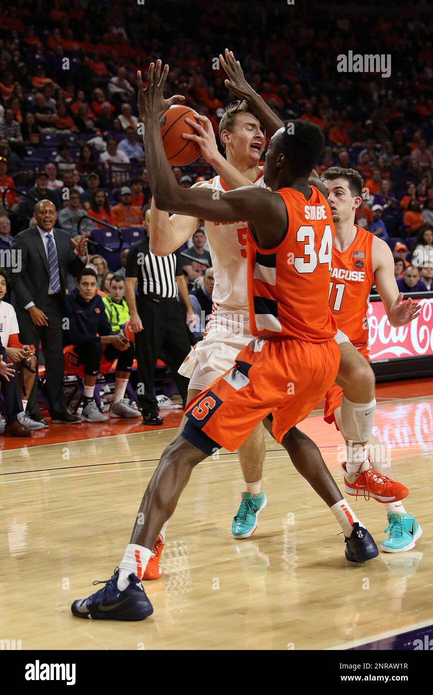 CLEMSON, SC - JANUARY 28: Hunter Tyson (5) forward of Clemson during a ...