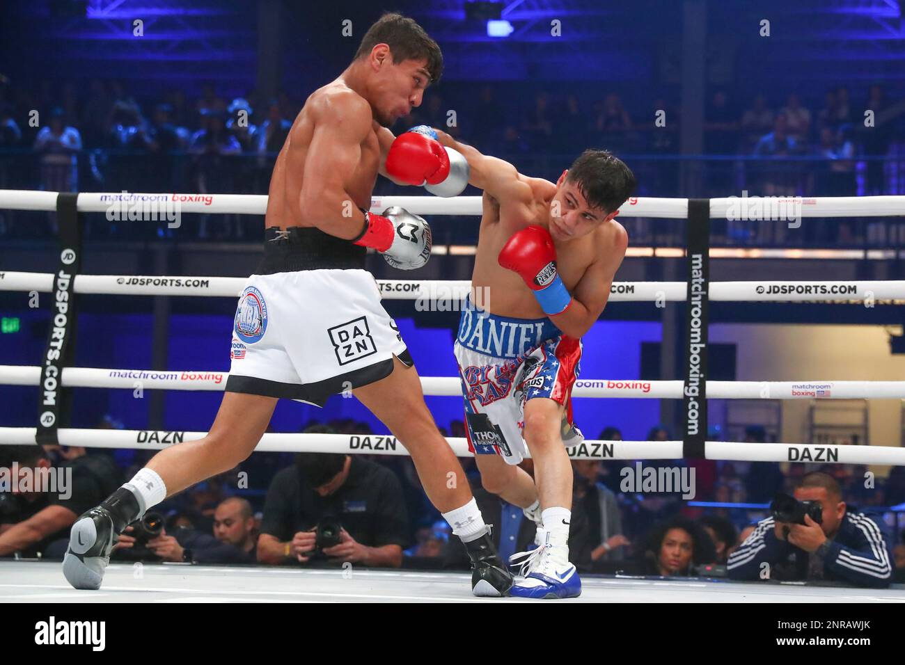 MIAMI, FL - JANUARY 30: Murodjon Akhmadaliev boxes Daniel Roman the WBA and IBF World Super ...