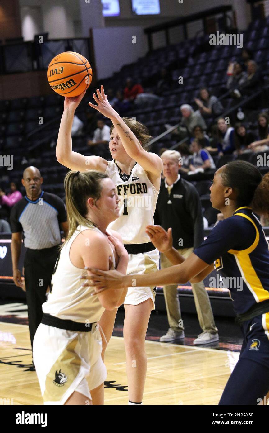 SPARTANBURG,SC- FEBRUARY 09: Wofford College guard Annabelle Schultz (1 ...