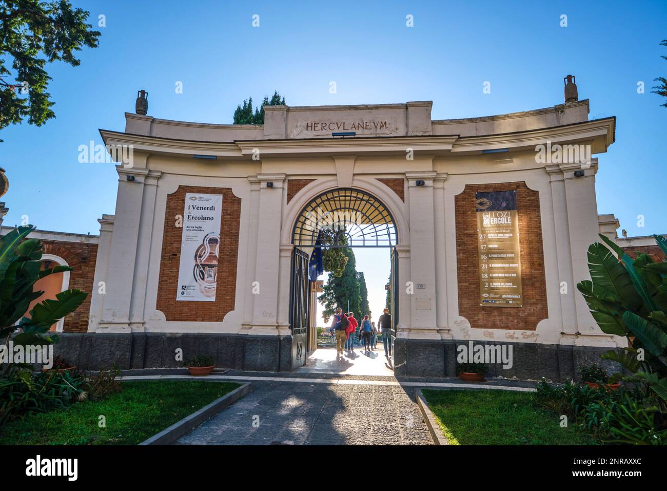 The main entrance, arched gate to the site. At the Roman ruin ...