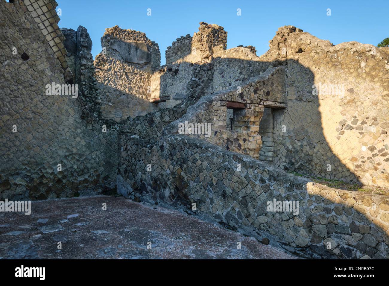 A view of rough ruins with detail of the messy, uneven stone, rock ...