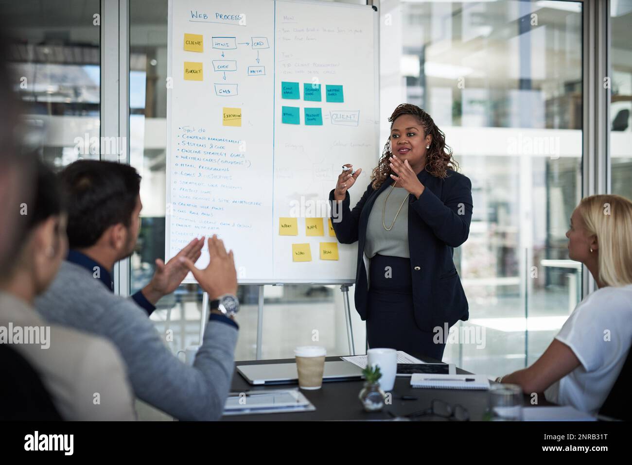 We need to form more structure. a young businesswoman explaining work ...