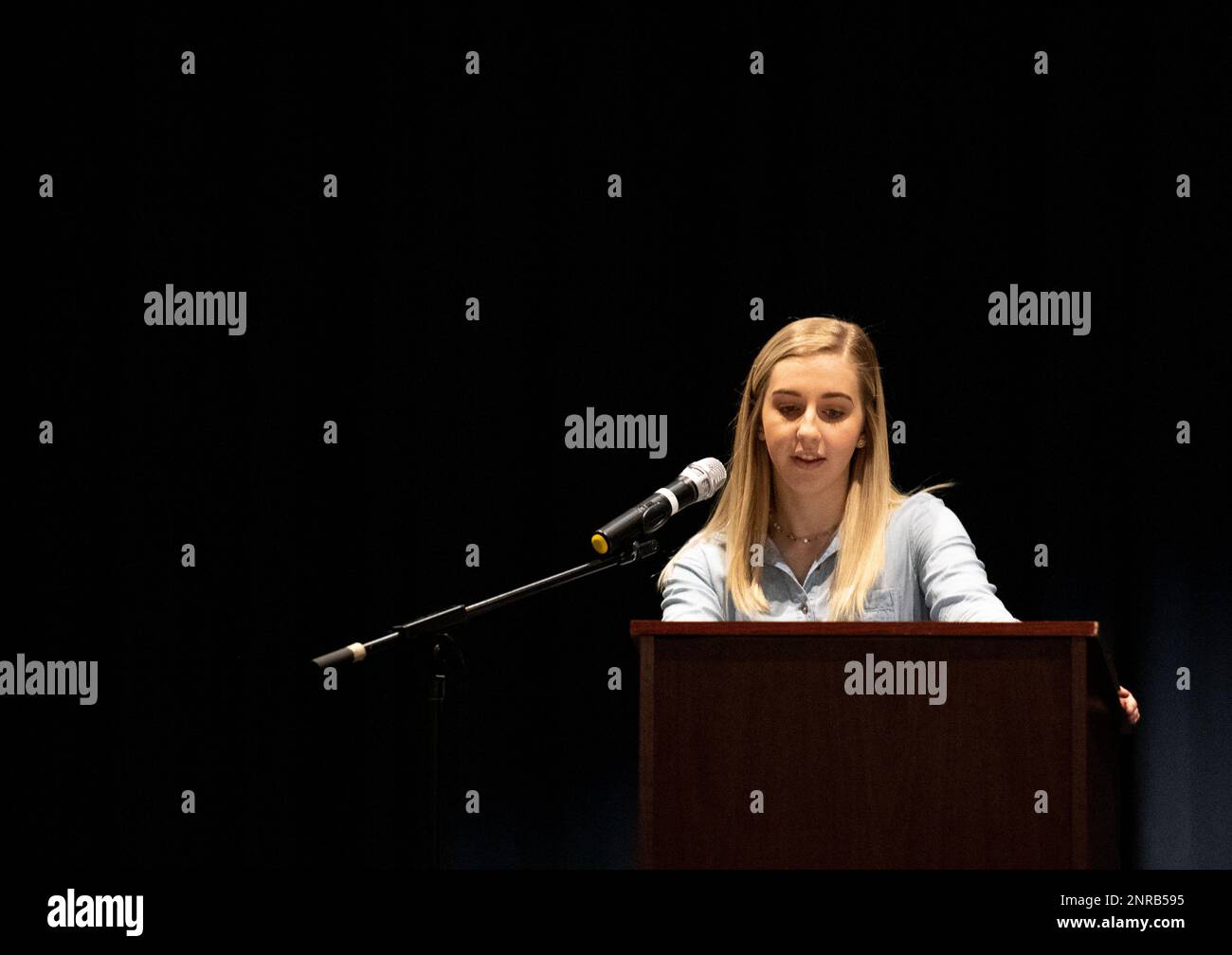 University High School senior Madysen Gilpin introduces Greg Riddoch ...