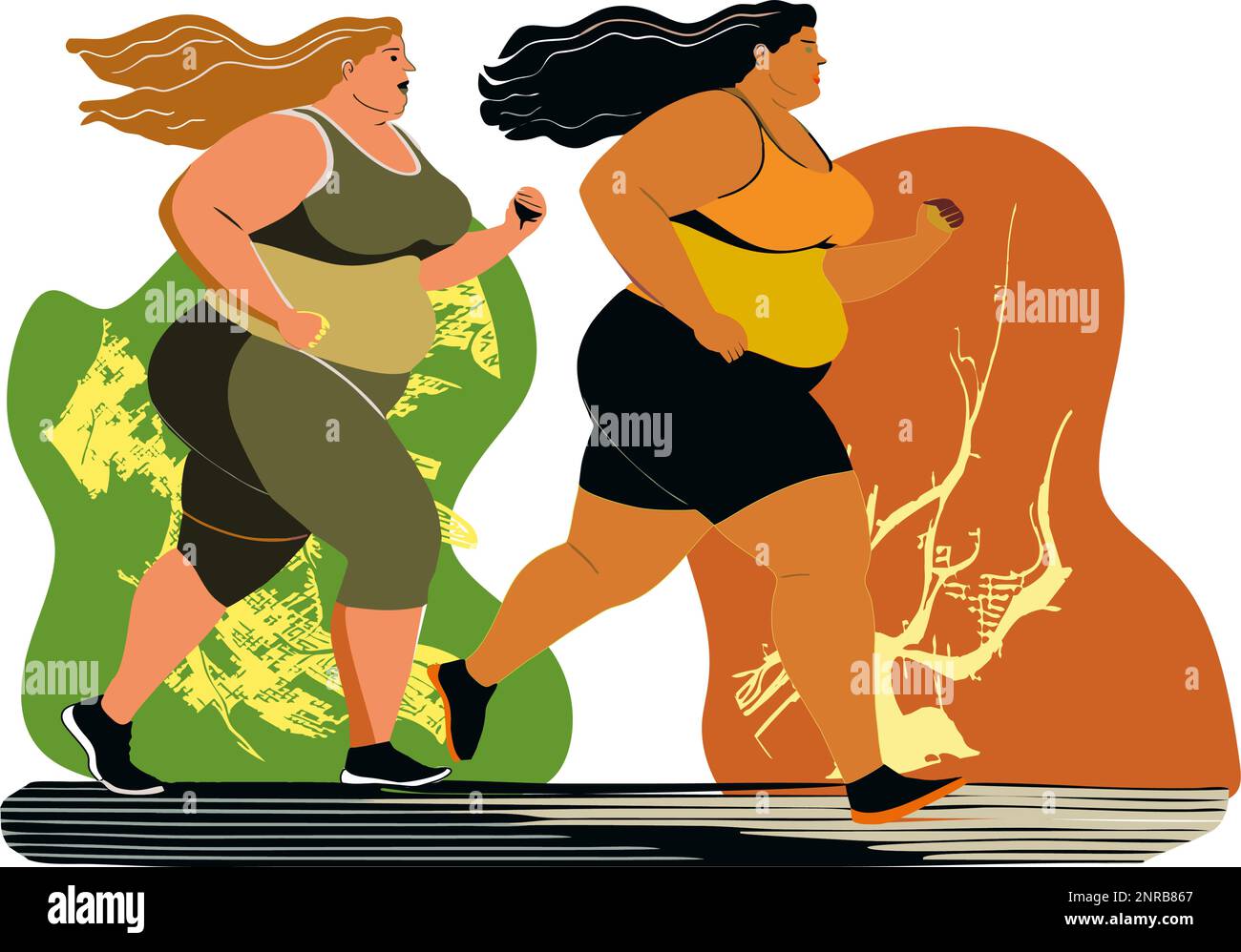 Fat women two overweight women Stock Vector Images - Alamy