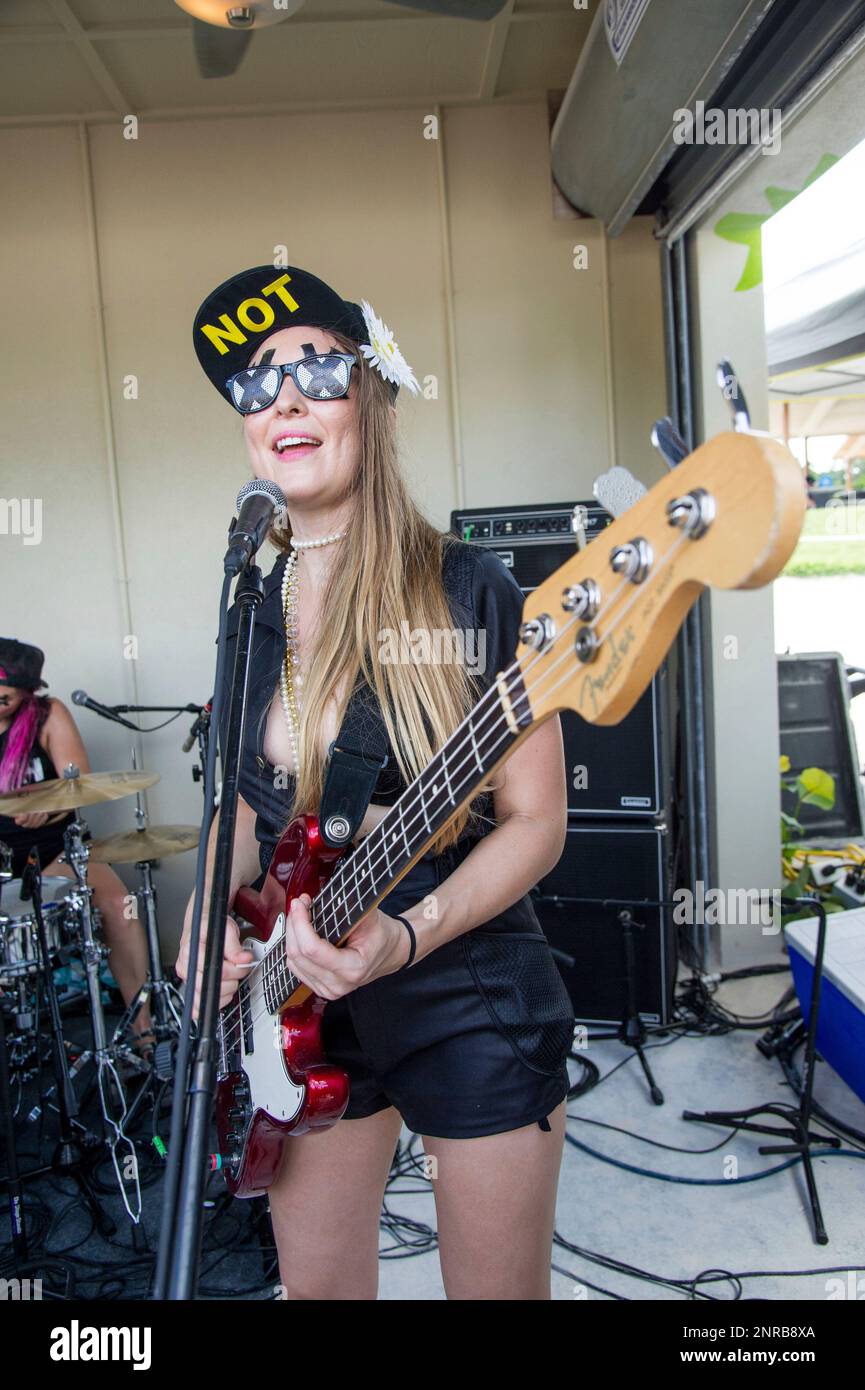 Daisy Dead of The Dead Deads performs during the 2015 Motorhead MotorBoat cruise, The Loudest ...
