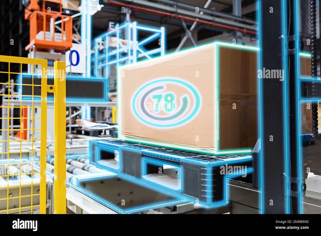 The warehouse full of goods, boxes and shelves in order. Industrial ...