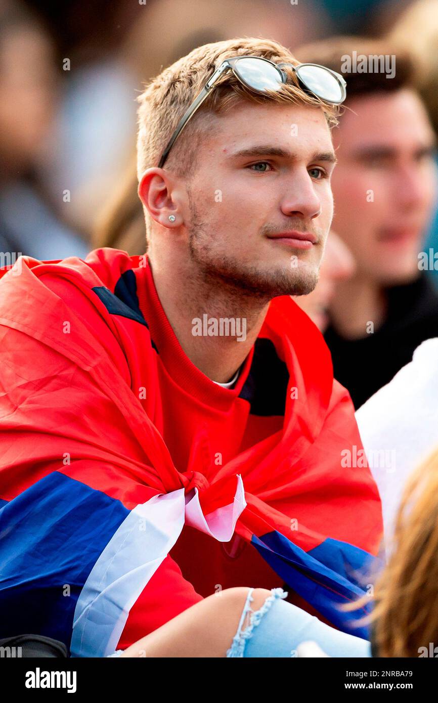 MELBOURNE, VIC - JANUARY 28: Novak Djokovic fans wearing the Serbian ...