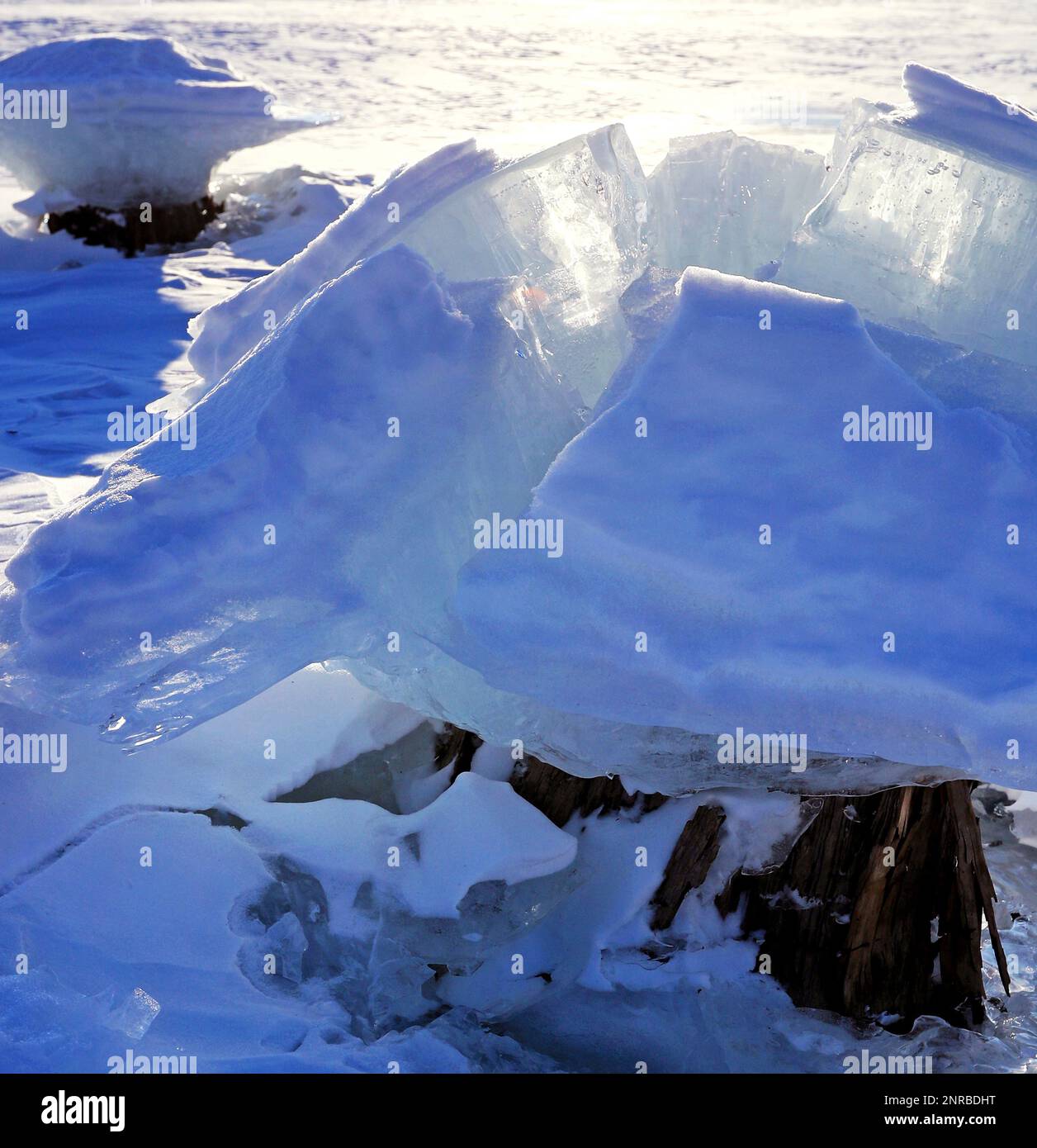 Kinoko Kori, mushroom shaped ice, is pictured on a man-made frozen lake ...