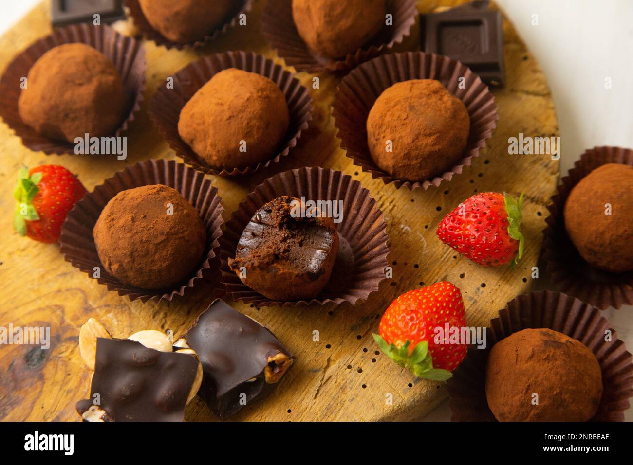 Premium quality chocolate truffles with strawberries Stock Photo - Alamy