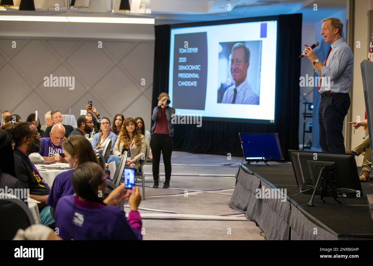 Democratic presidential candidate businessman Tom Steyer speaks to ...
