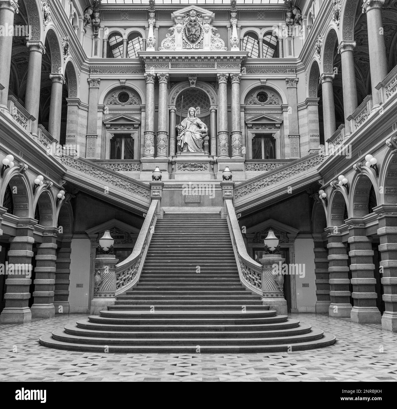 VIENNA, AUSTRIA - APR 27, 2015: neo renaissance building with statue ...