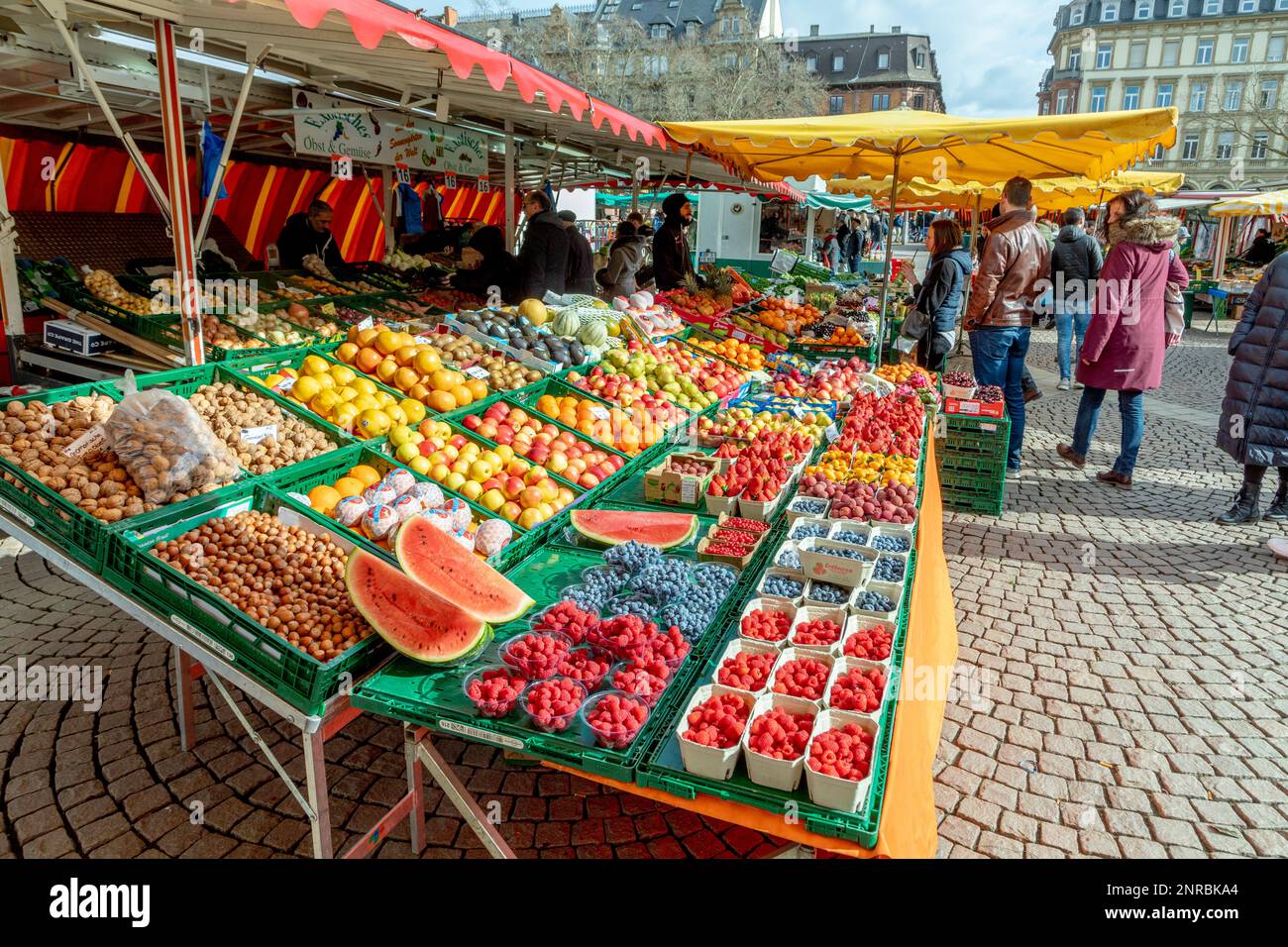 Wiesbaden, Germany - February 25, 2023: farmers sell fresh vegetables ...