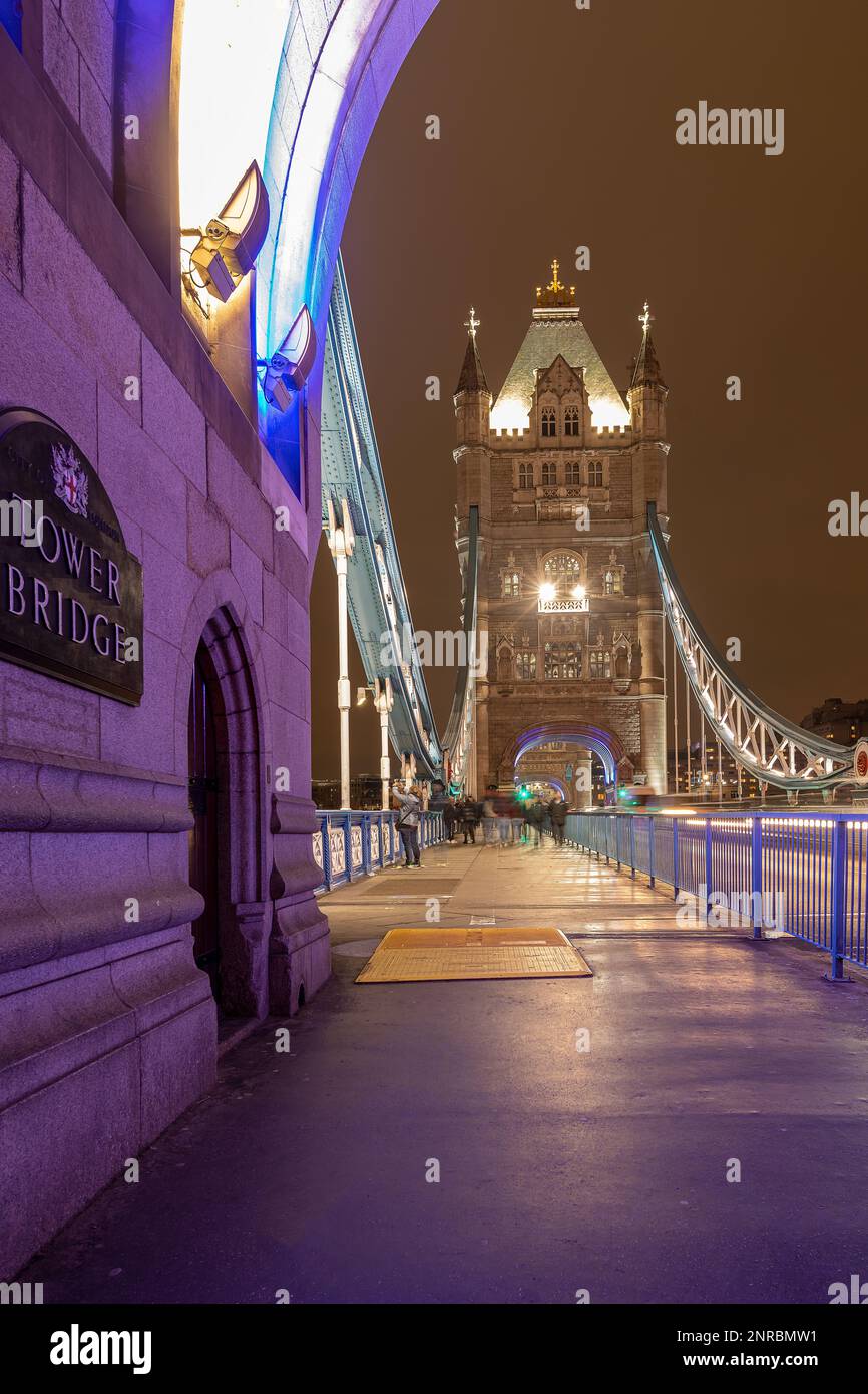 Beautiful night view of Tower Bridge with river thames in London ...