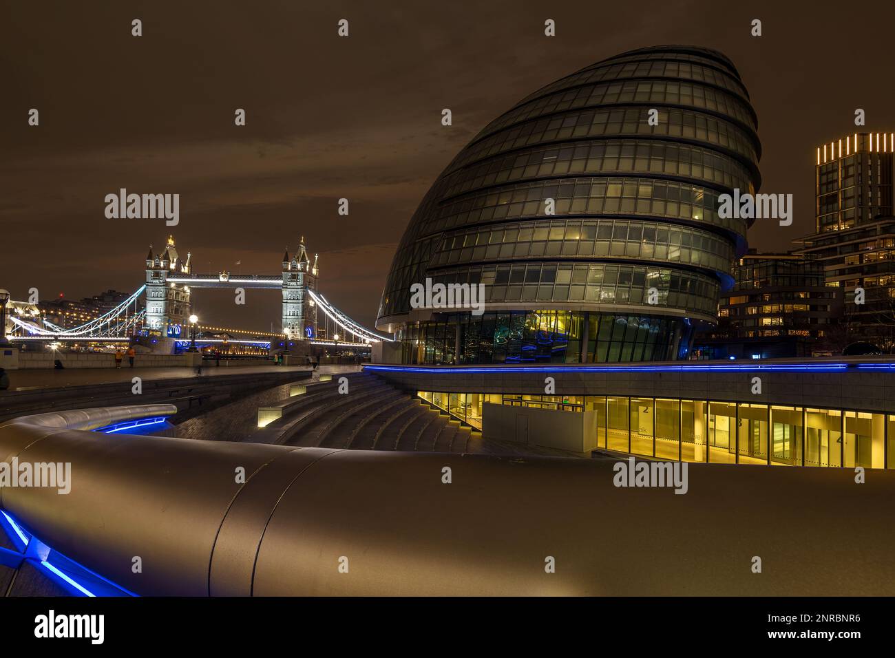 Beautiful night view of Tower Bridge with river thames in London ...