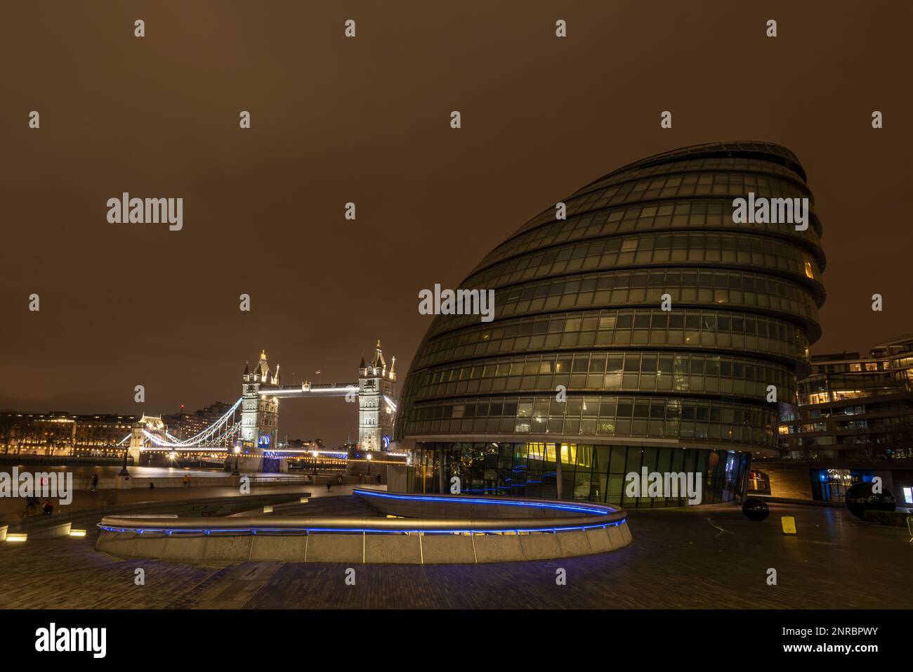 Beautiful night view of Tower Bridge with river thames in London ...