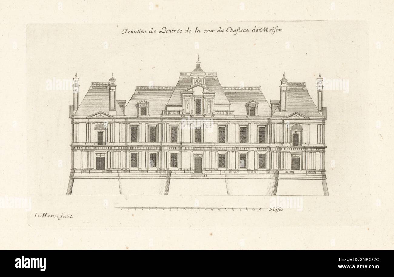 Elevation of the entrance to the courtyard of Chateau de Maisons (now ...