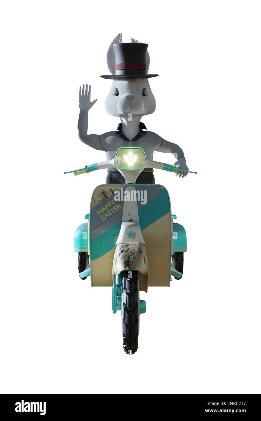 3D Illustration , The Easter Bunny delivering eggs Stock Photo - Alamy