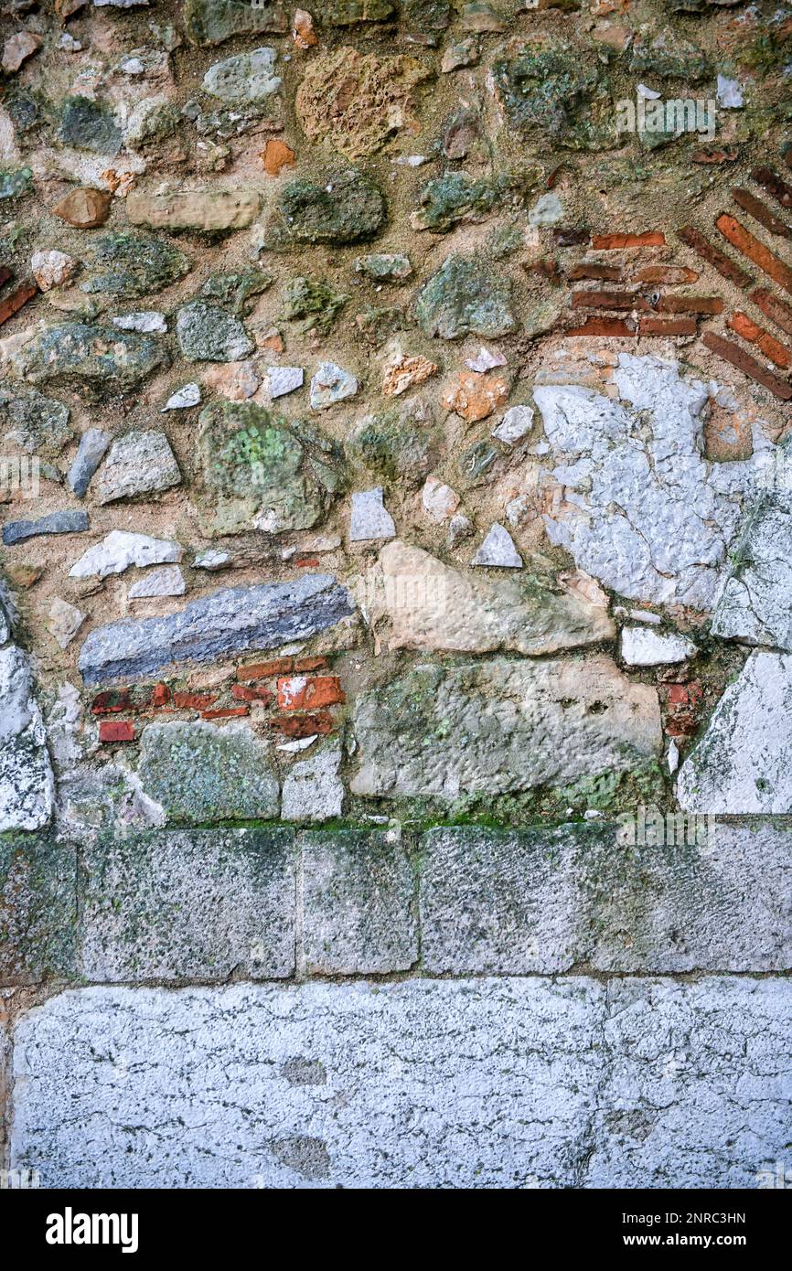 Medieval stone wall in Saint George's Castle in Lisbon, Portugal Stock ...