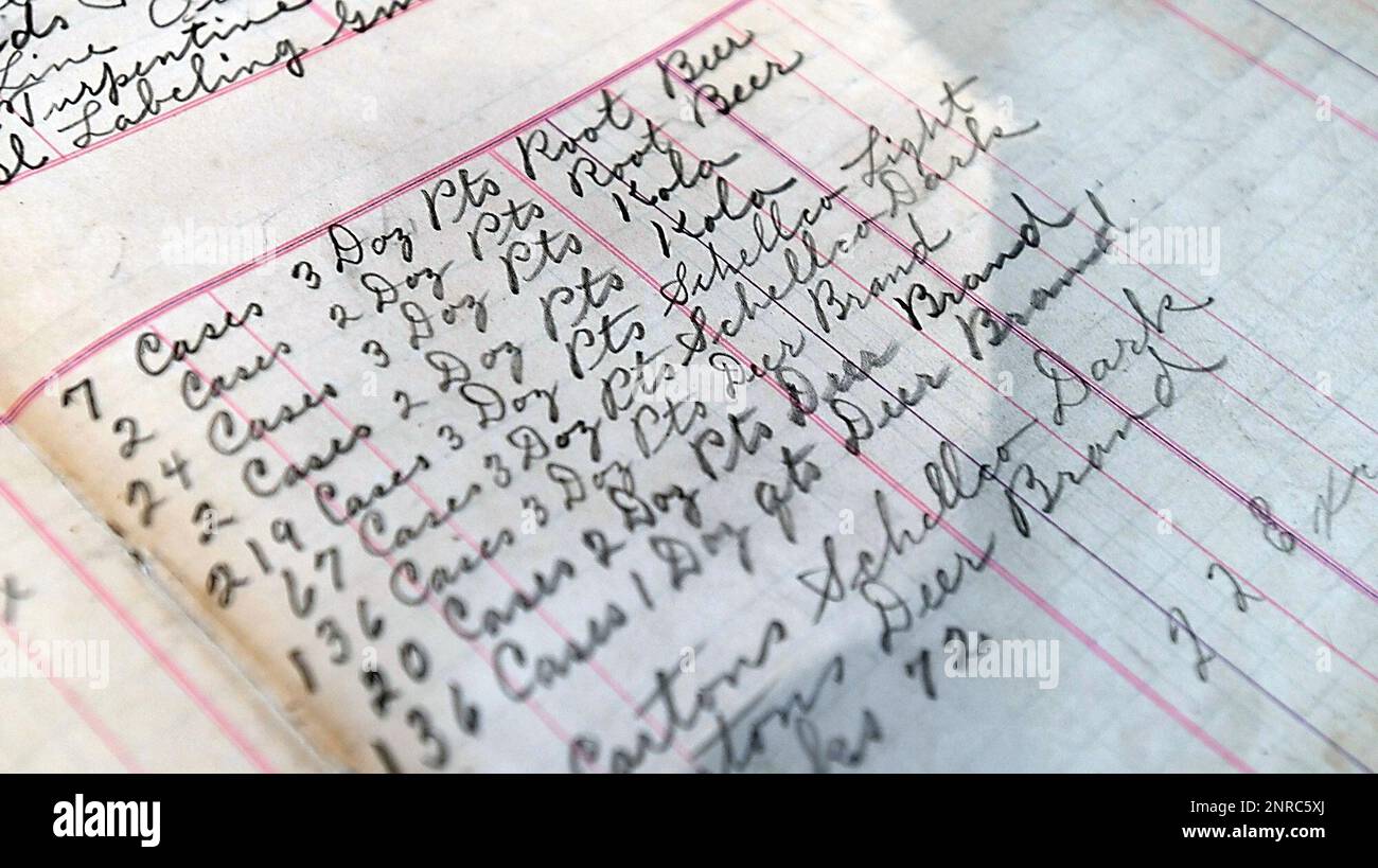 In this recent photo, a ledger from the 1920s shows the inventory of ...