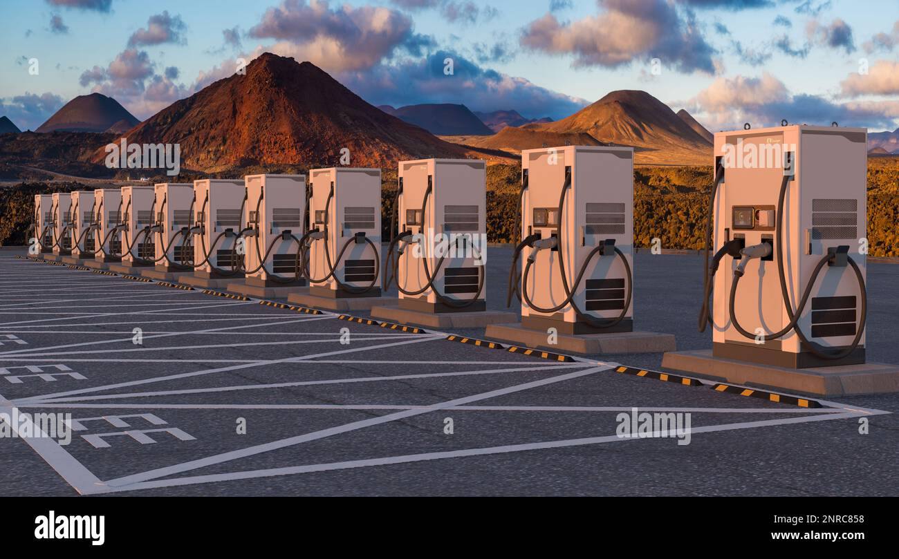 Fast charging station for electric cars equipped with a quick charger ...