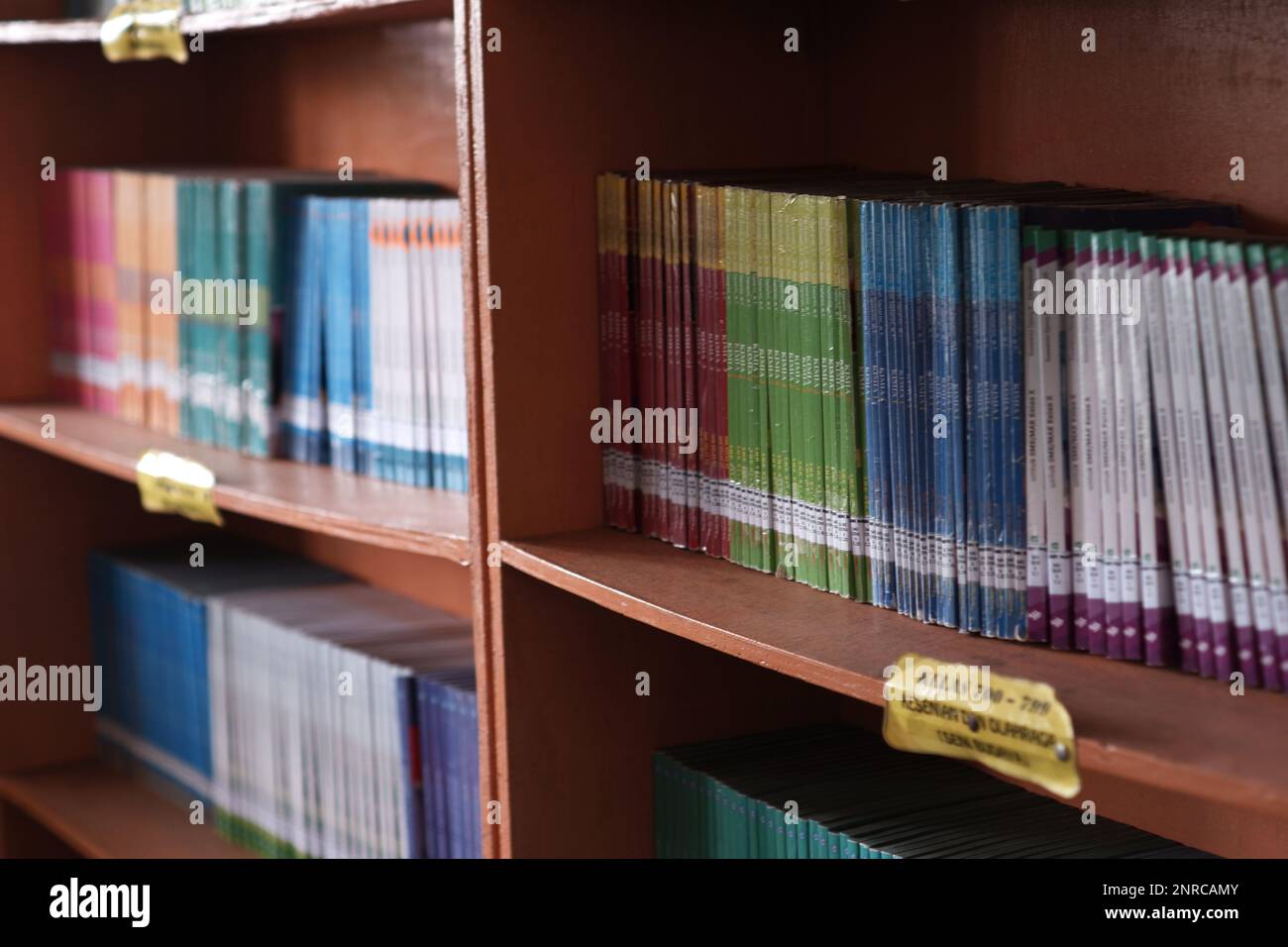 Arrangement Of Study Books Neatly Arranged On The Shelves Of The School ...