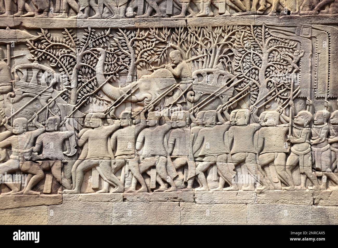 Wall carving with depicting troops, soldiers and military leaders on ...