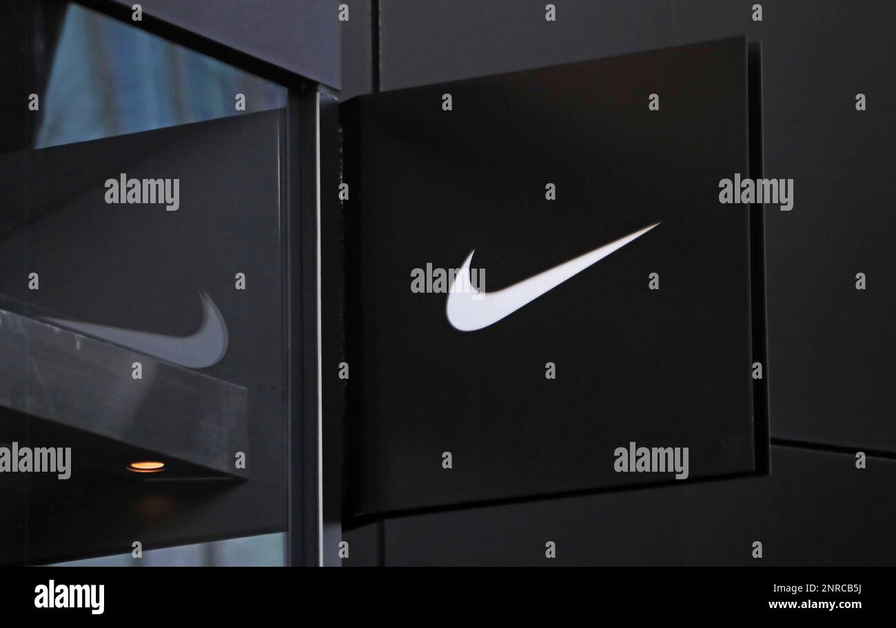 The logo of NIKE is seen at Omotesando in Shibuya Ward, Tokyo on ...