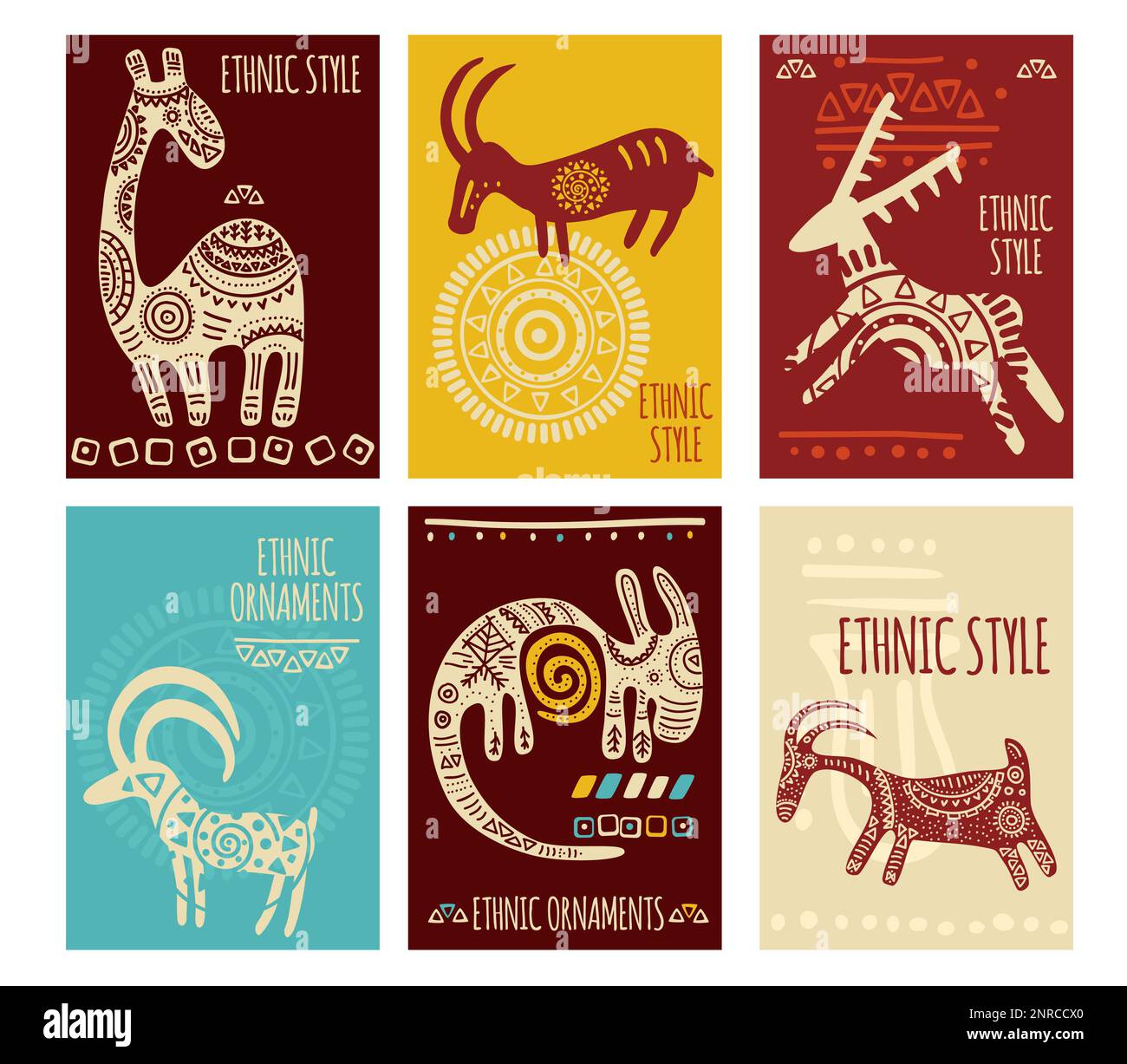 Set of ethnic banner, background, flyer, placard with tribal ornaments ...