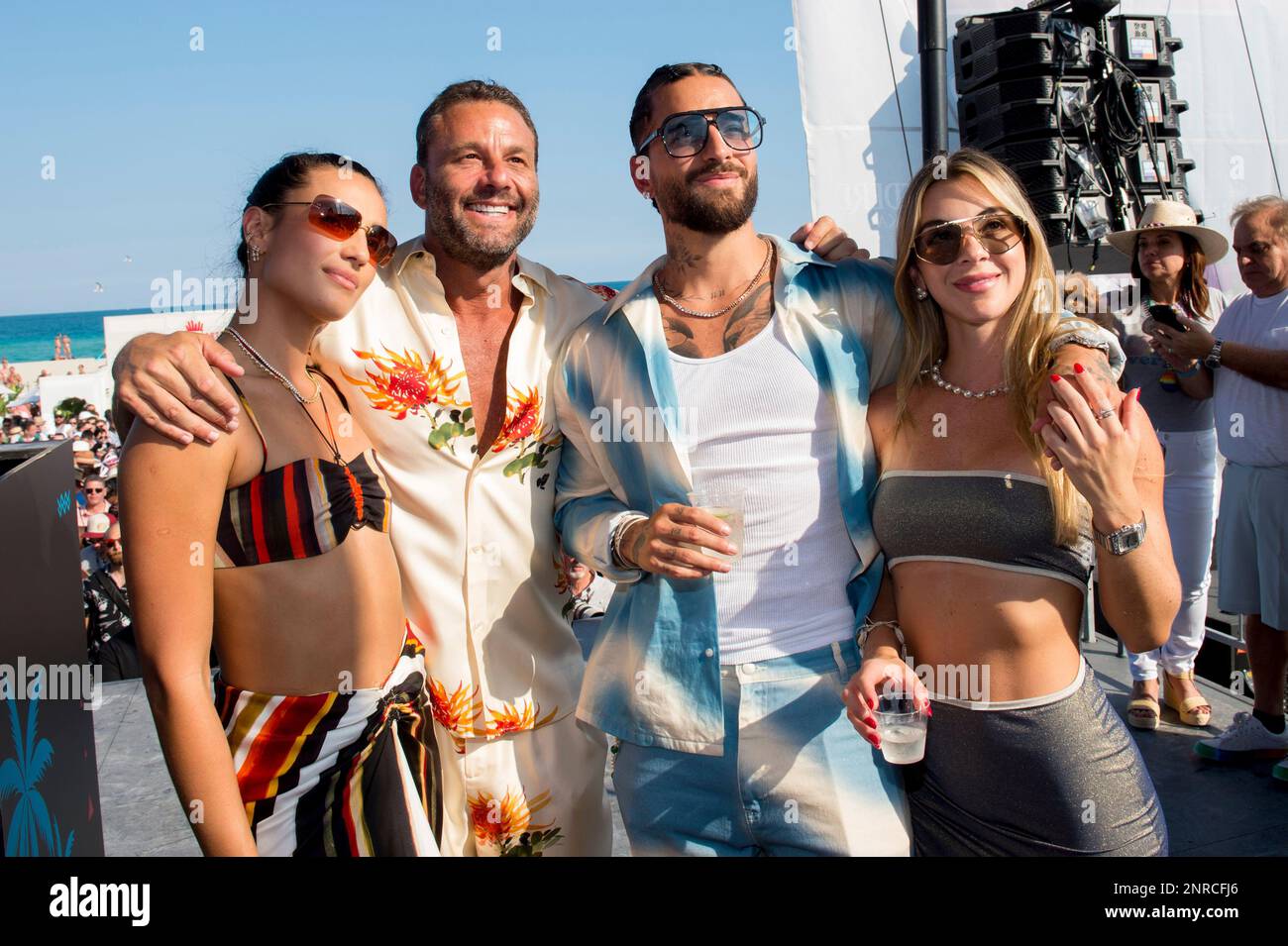 Isabela Grutman, from left, David Grutman, Maluma, and Susana Gomez ...