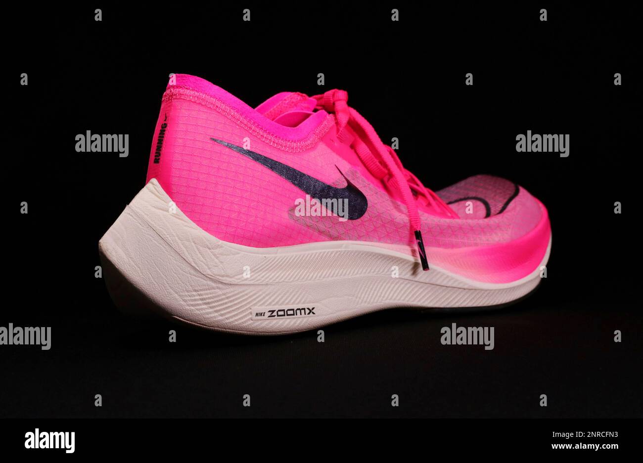 A photo shows NIKE shoes "VAPORFLY (VF)" in Tokyo on January 20, 2020 ...