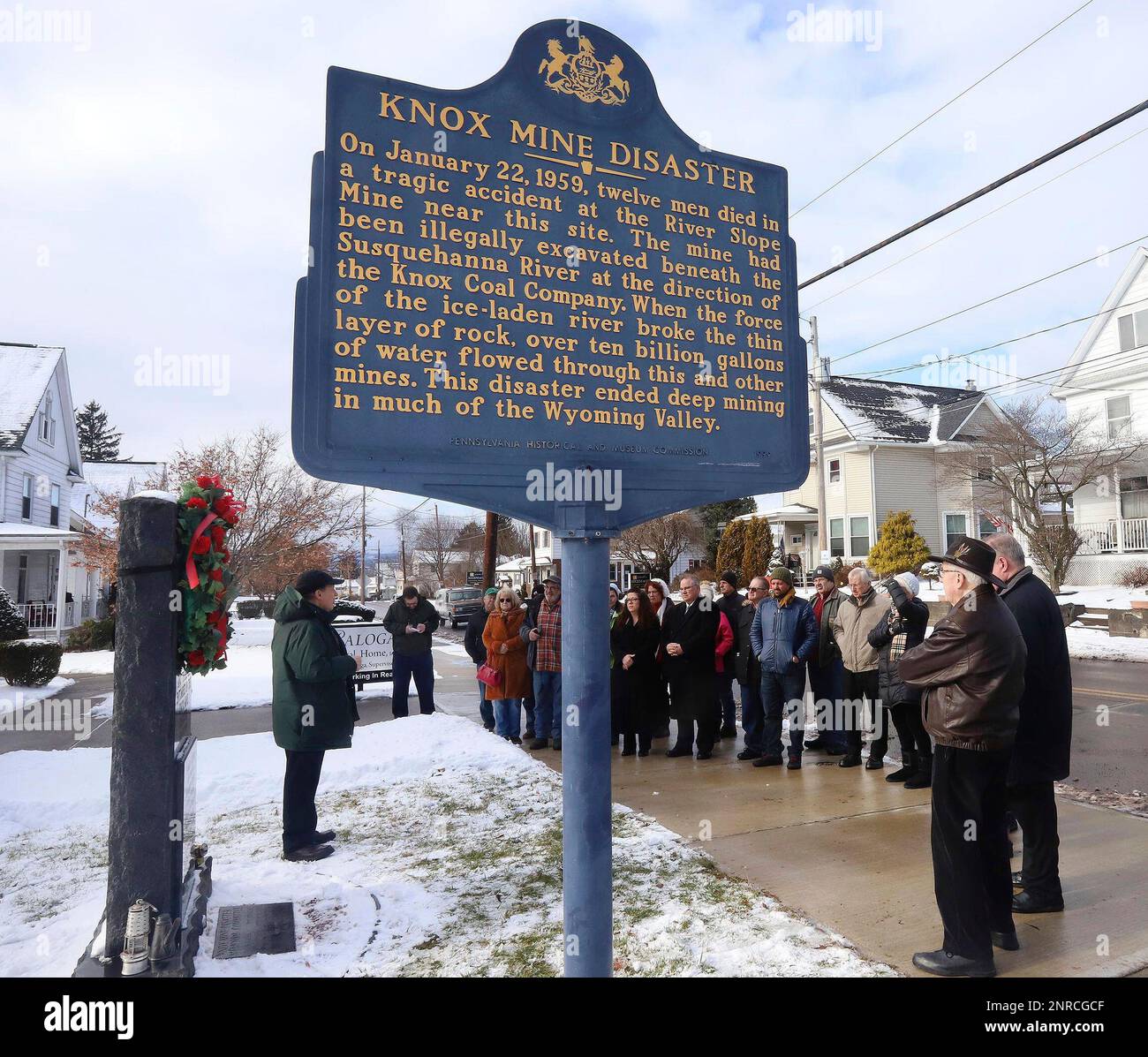 Knox Mine Disaster author Bob Wolensky addresses the gathering at the ...