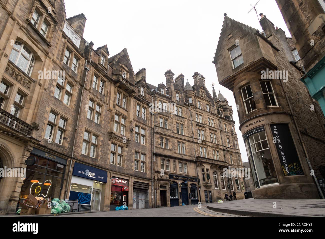 A view of Cockburn Street in Edinburgh on a quiet Sunday morning Stock ...