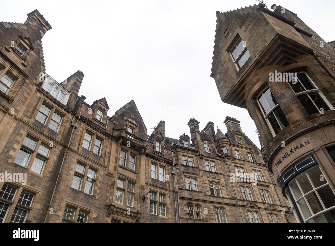A view of Cockburn Street in Edinburgh on a quiet Sunday morning Stock ...