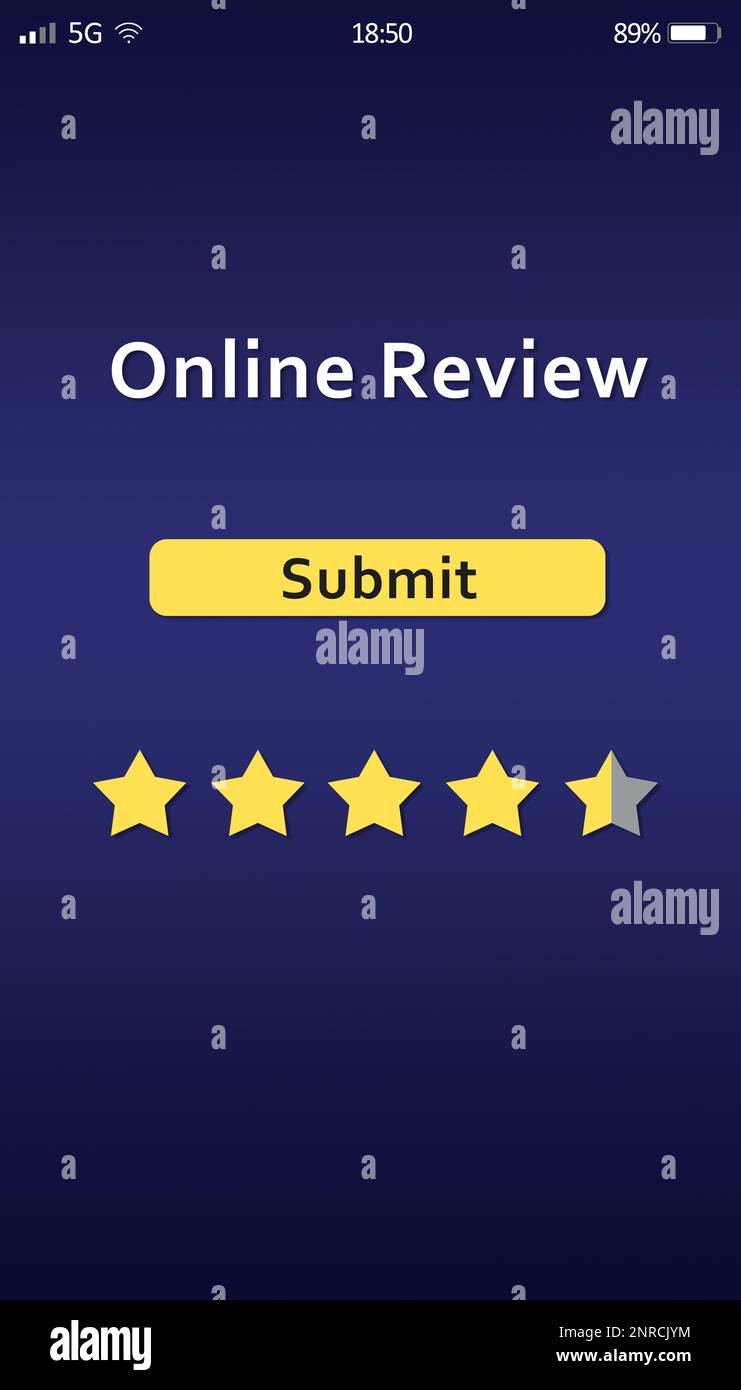 App for customer review on smartphone, illustration Stock Photo - Alamy