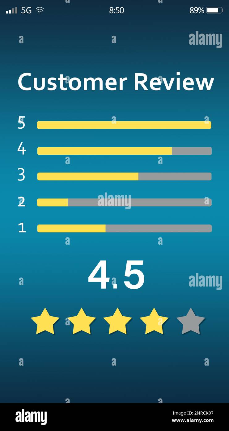 App for customer review on smartphone, illustration Stock Photo - Alamy