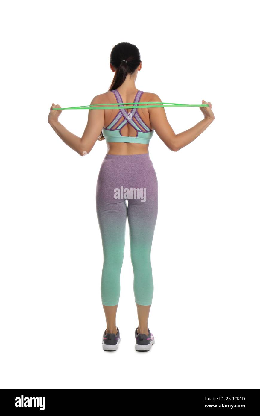 Fit woman using resistance Cut Out Stock Images & Pictures - Alamy