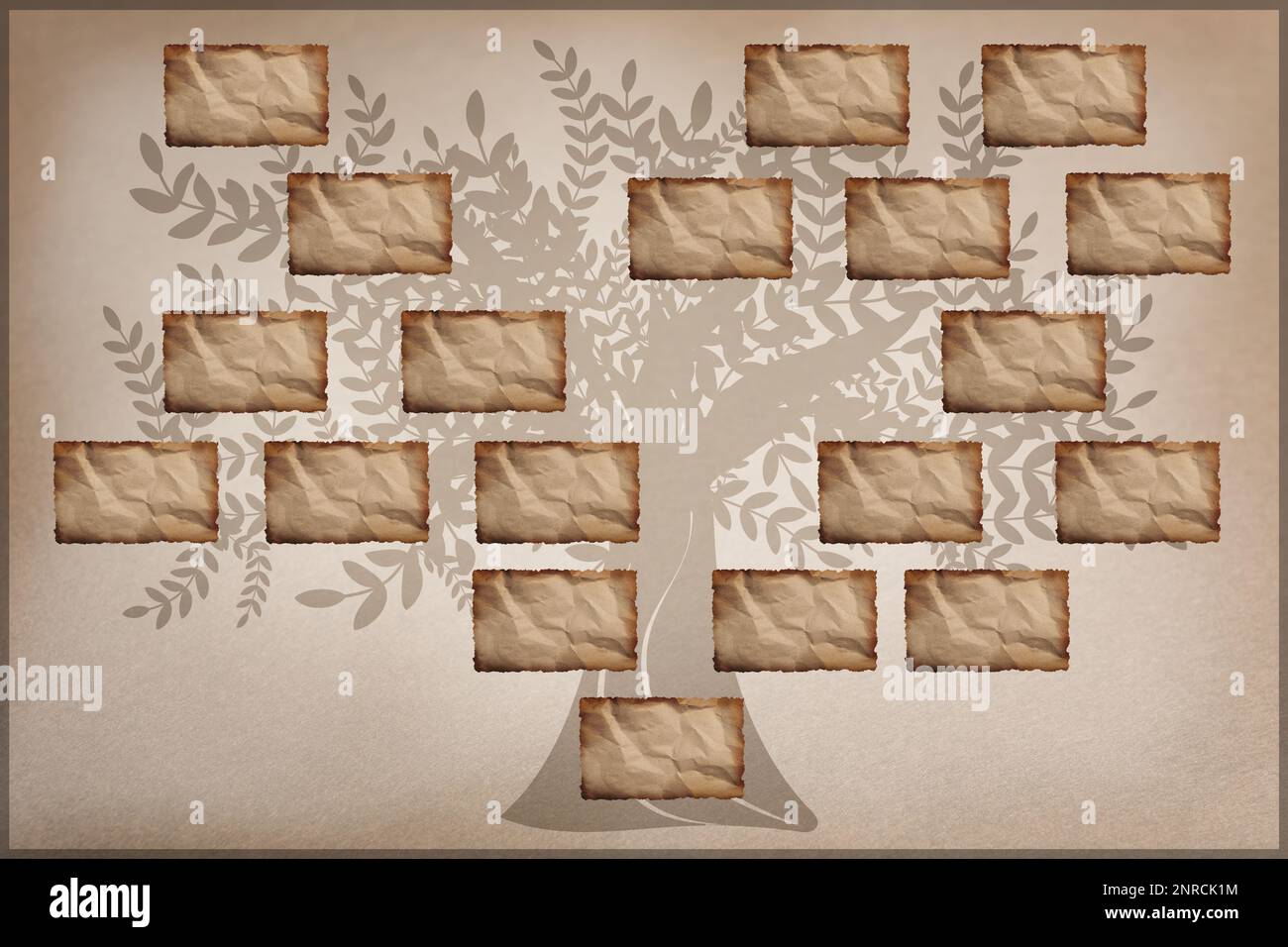 Family tree with empty frames for photos in vintage style, illustration ...