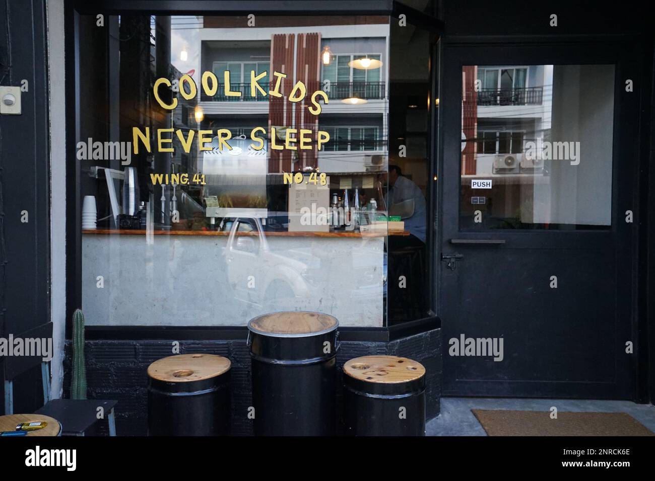 Exterior facade decoration and front store design of local coffee bar ...