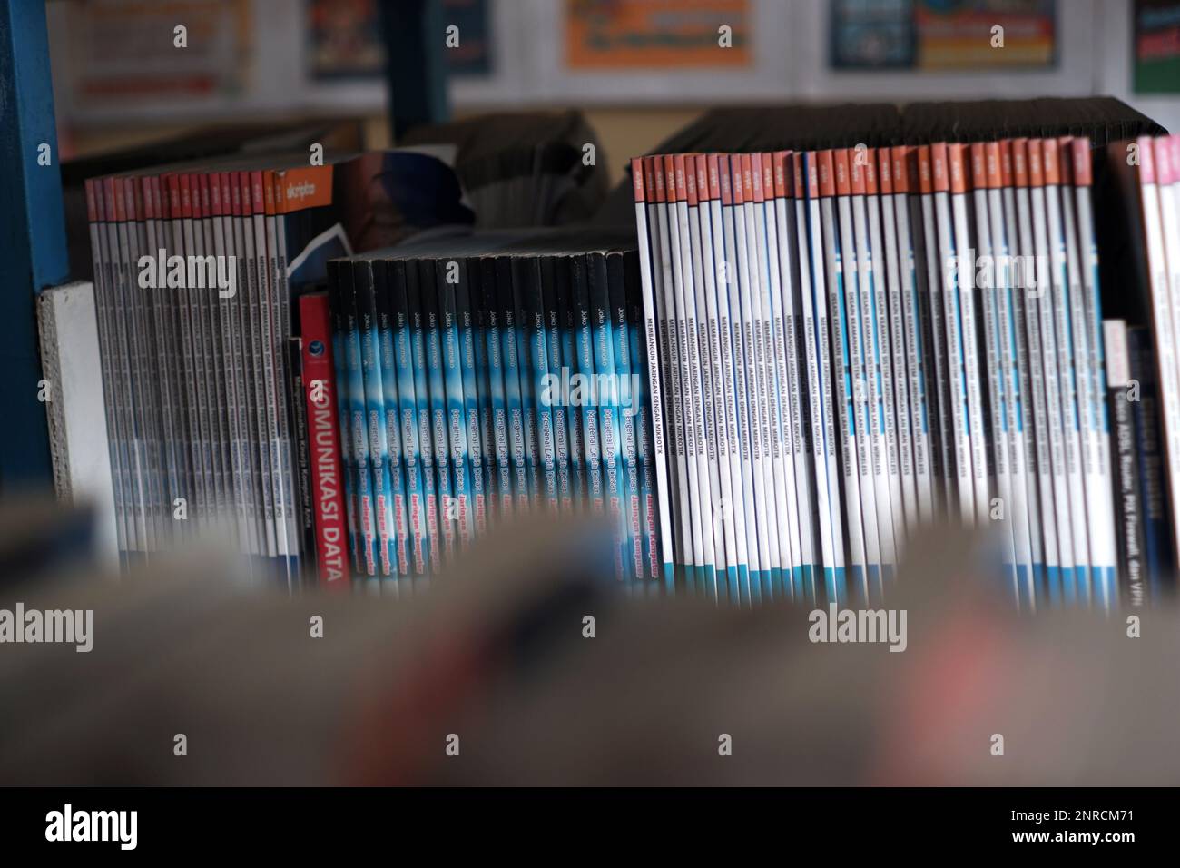 The Bookshelf Of The School Library Seen From Inside, In The Village Of ...