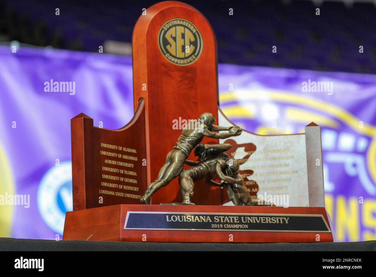 January 18, 2020: The 2019 SEC Championship trophy is on display during ...