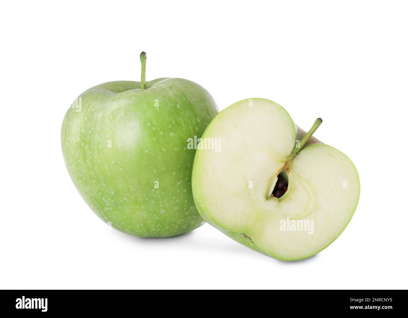 Whole and cut apples on white background Stock Photo - Alamy