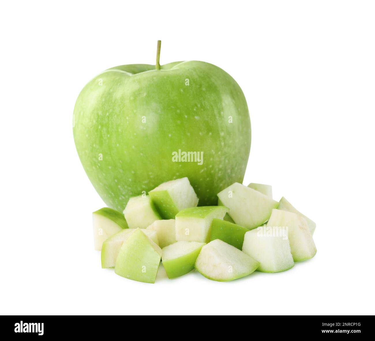 Whole and cut apples on white background Stock Photo - Alamy