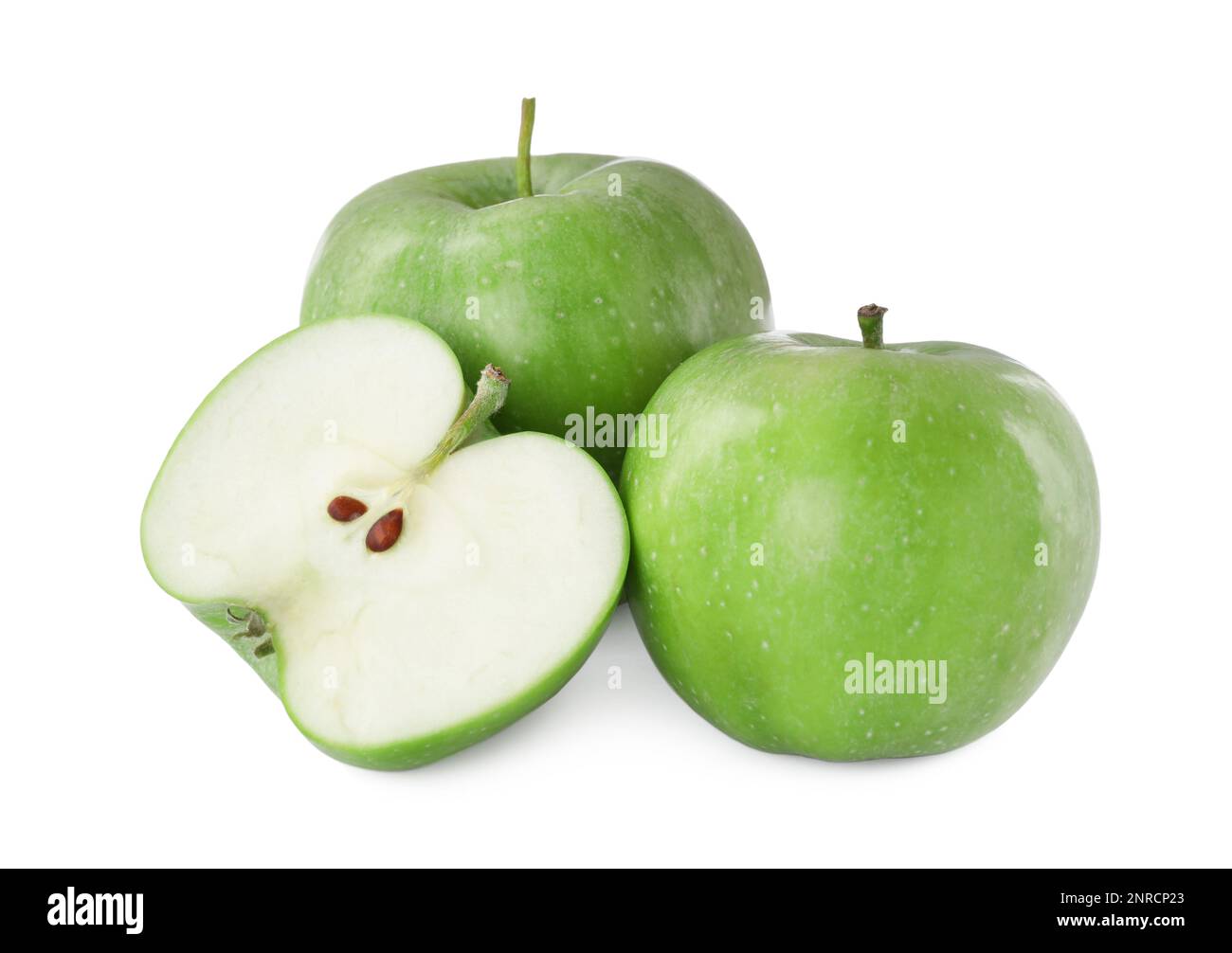 Whole and cut apples on white background Stock Photo - Alamy