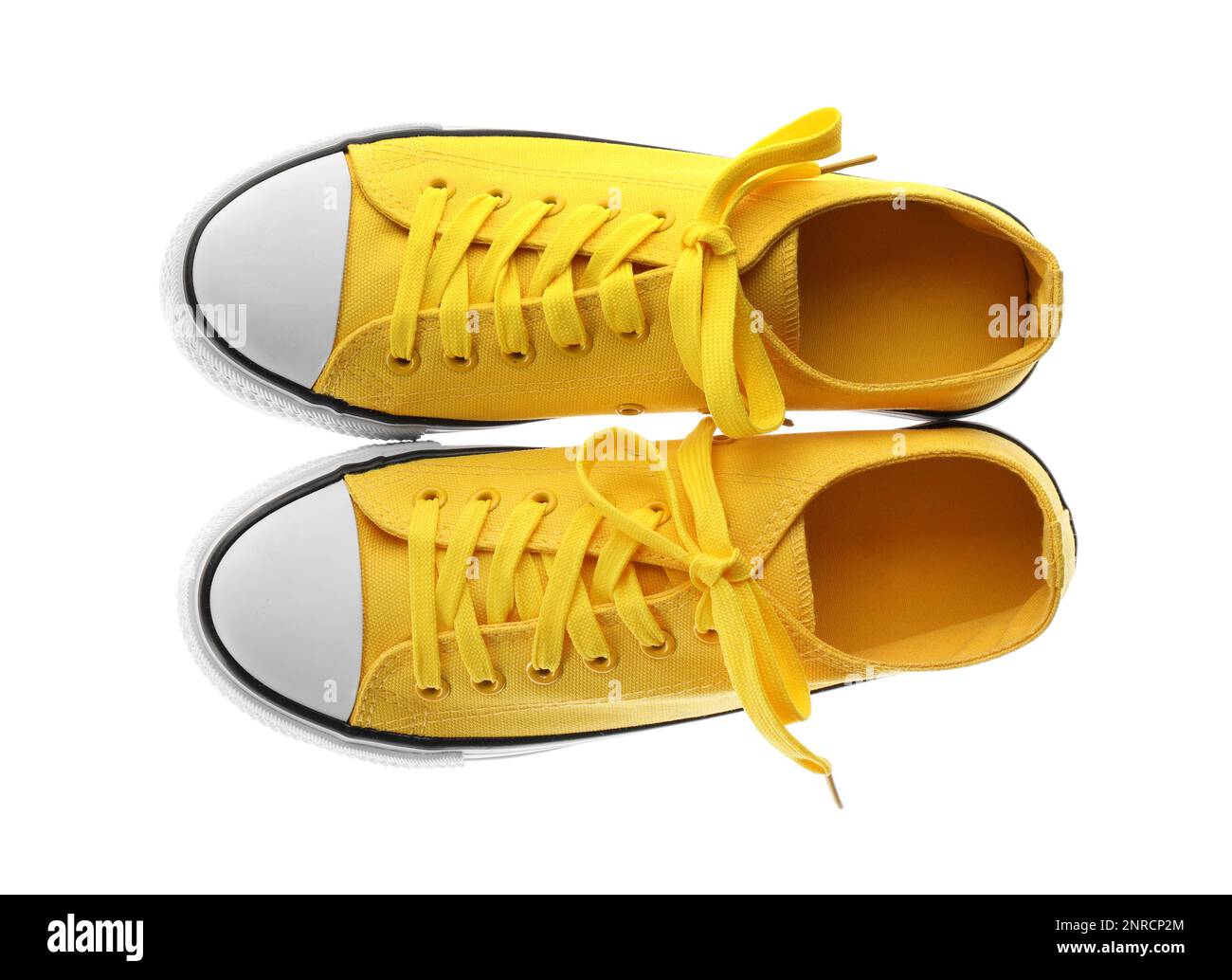 Pair of trendy sneakers isolated on white, top view Stock Photo - Alamy