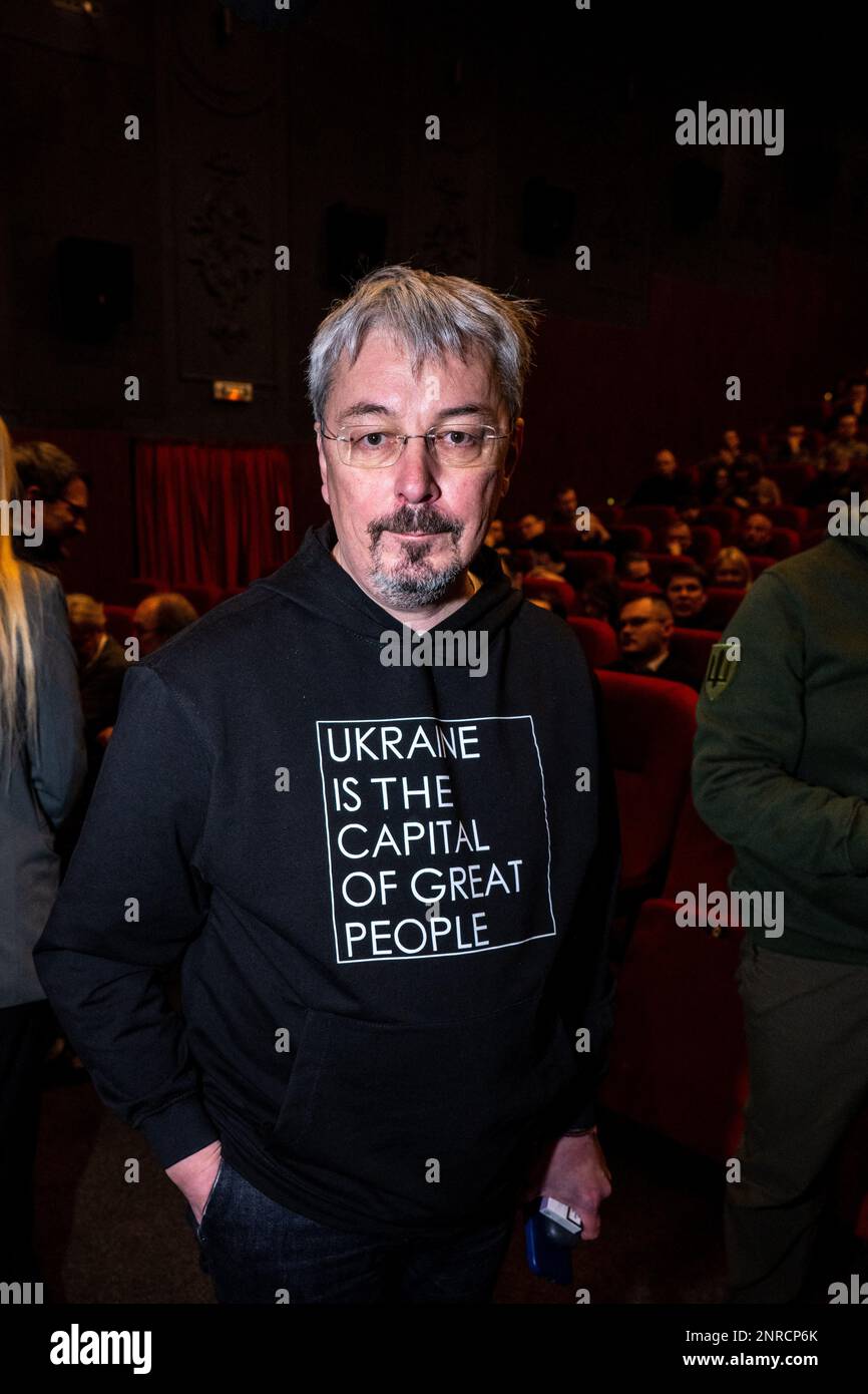 Ukrainian Minister of Culture Oleksandr Tkachenko attends screening of French intellectual ...