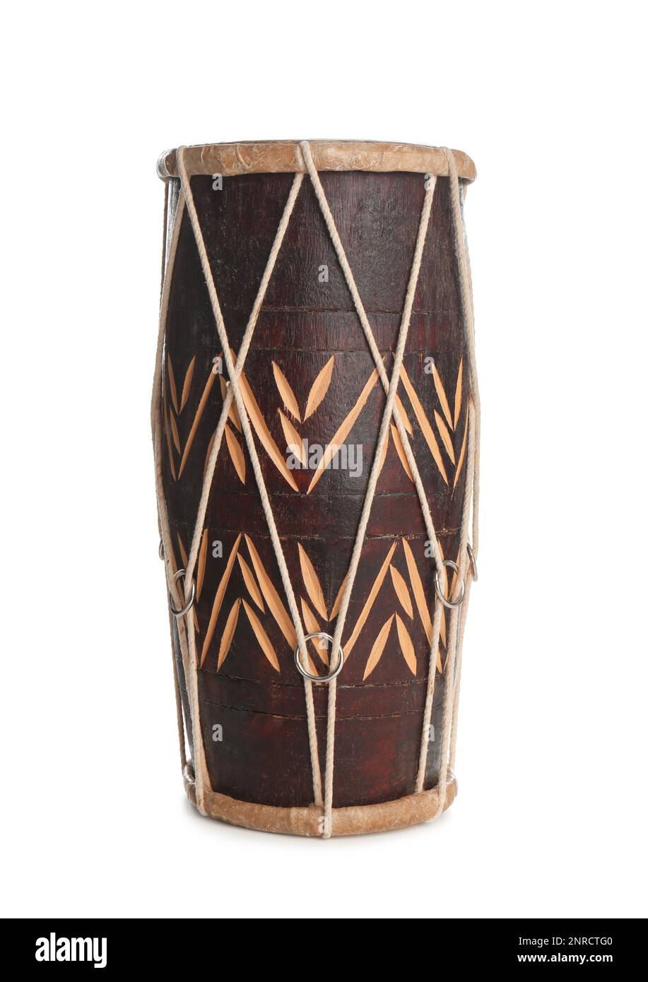 Vintage hand drum isolated on white. Percussion musical instrument ...